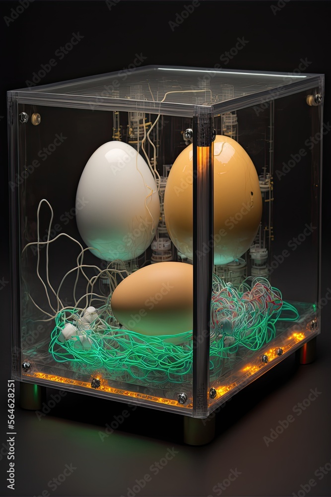 Eggs in artificial nest incubator, future of egg industry, generative ...