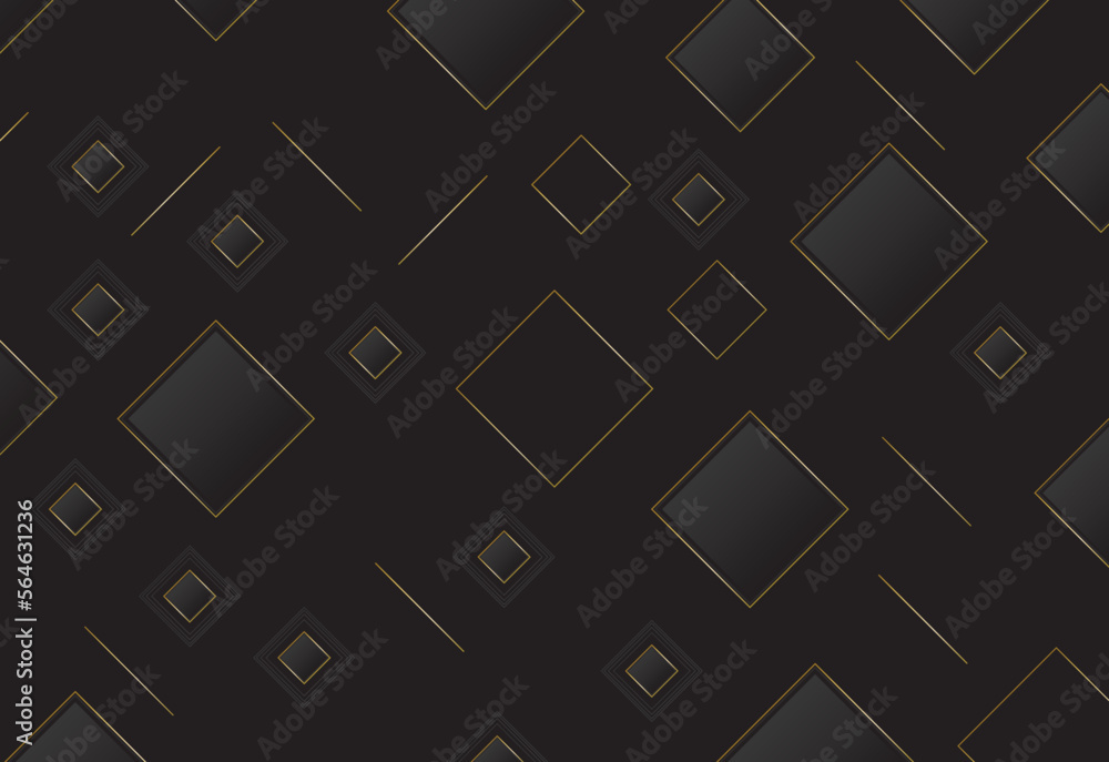 Seamless square 3D bubble with golden gradient border on the dark ...