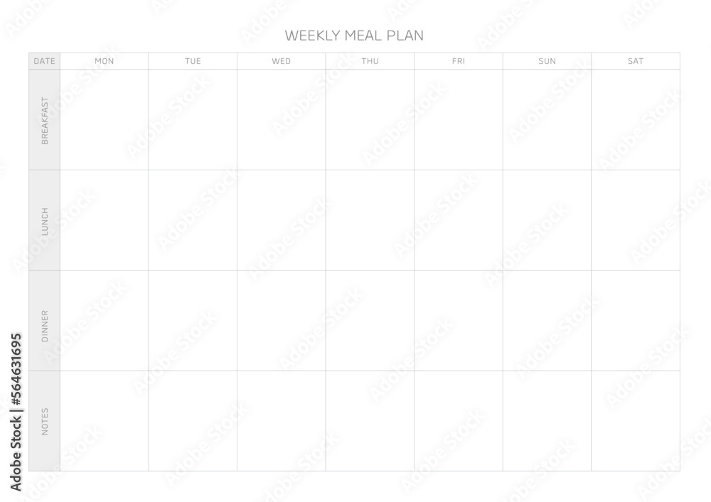 A weekly meal plan design template in a modern, simple, and minimalist ...