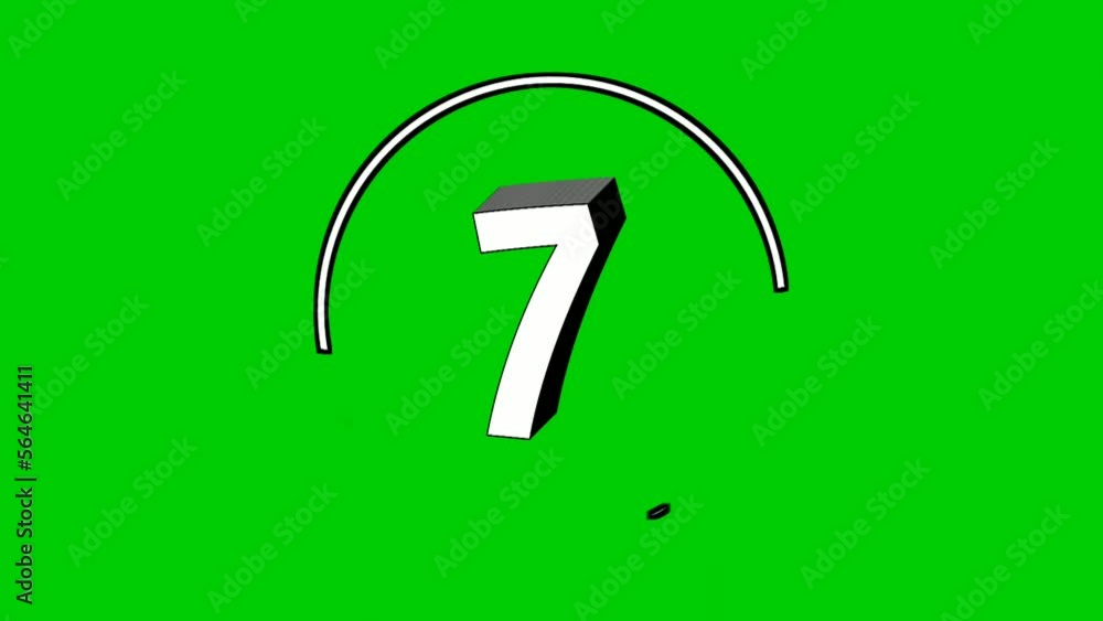 Number seven 7 cartoon animation in rotating circle border on green ...