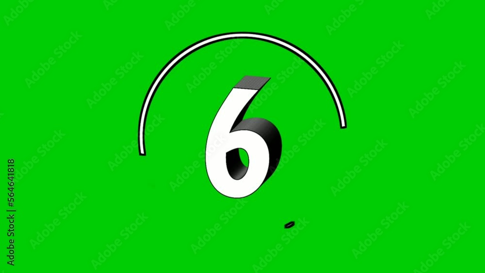 Number six 6 cartoon animation in rotating circle border on green ...
