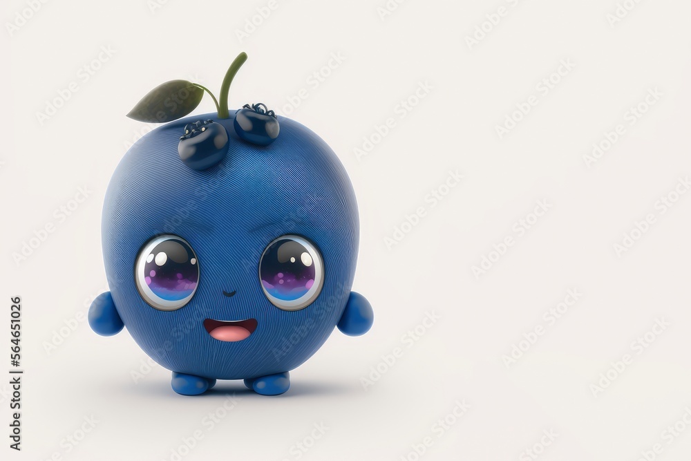 Cute blueberry isolated on white. Cute kawaii cartoon blueberry ...