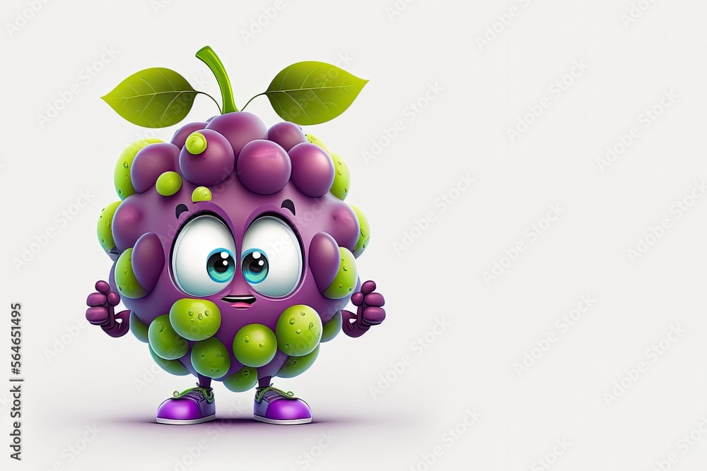 Cute grape isolated on white. Cute grape cartoon character vector ...