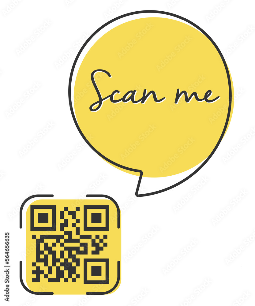 QR code scan me in speech bubble, scan me concept, icon. Stock Illustration | Adobe Stock
