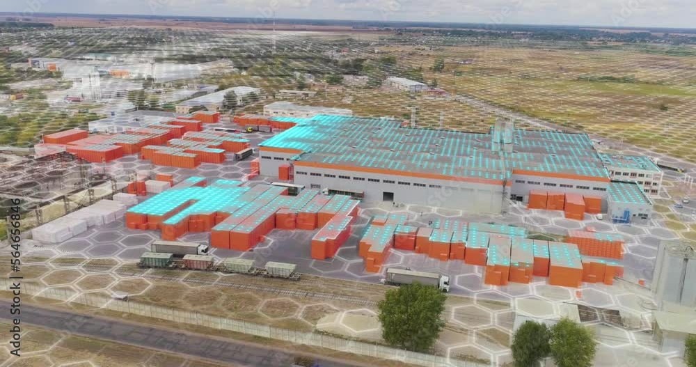 Visualization of artificial intelligence in a modern factory. Concept ...