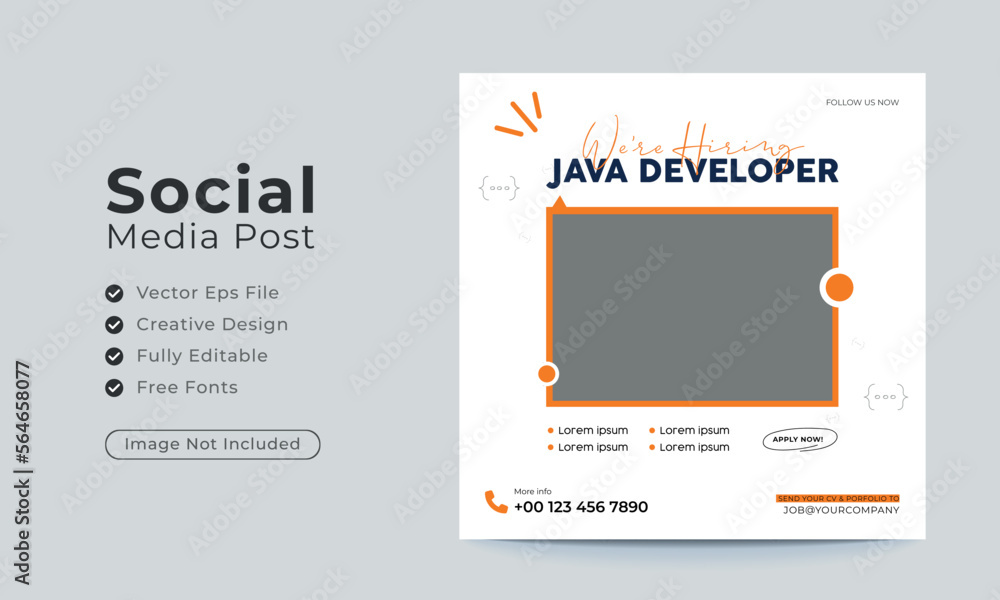 We are hiring job vacancy social media post banner design template . We ...