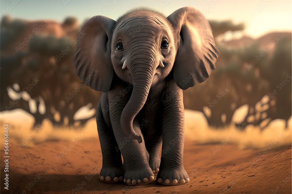 Cute elephant puppy. Generative AI. Stock Illustration | Adobe Stock