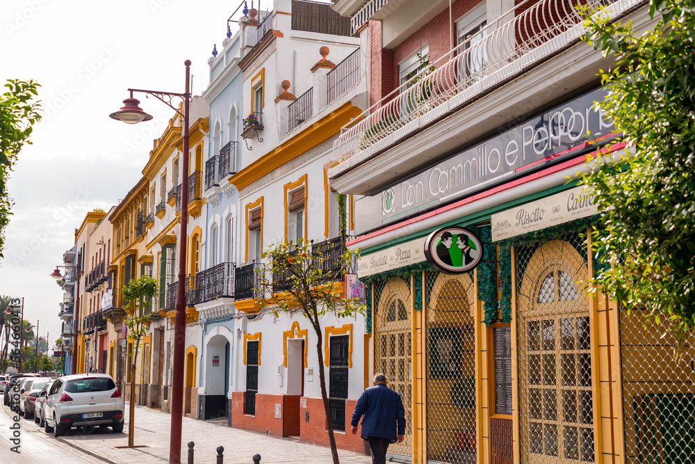 Typical street view and generic architecture in Seville, Spain Stock ...