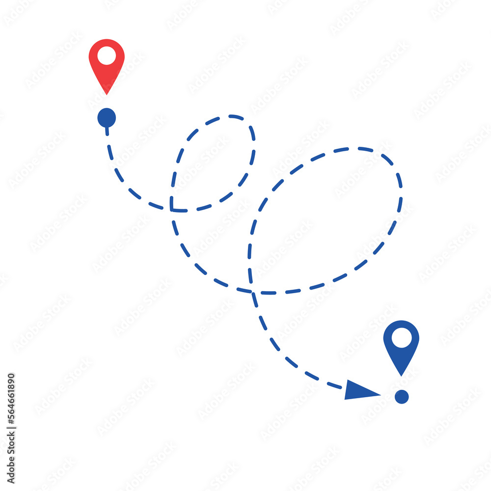 Location for travel, dotted road map with destinations. Logo of path ...