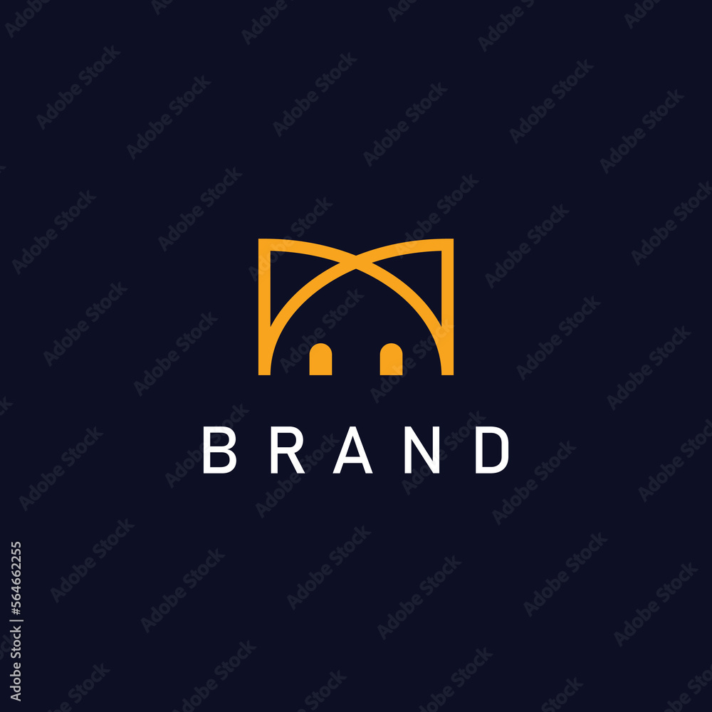 Geometric Cat Logo Design with Orange Color Stock Vector | Adobe Stock