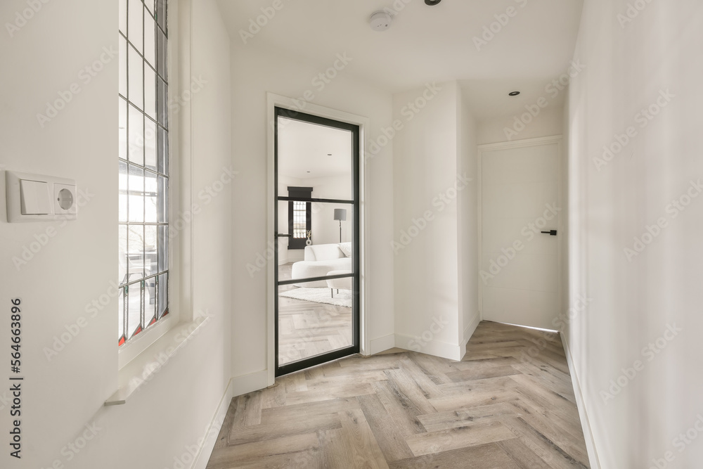 Empty room with glass door Stock Photo | Adobe Stock