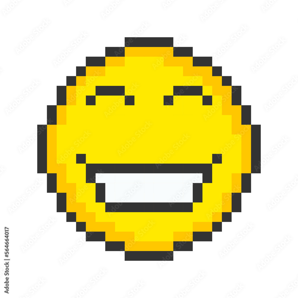 Smiling face icon. Pixel art emoticons. Vector illustration. Stock ...