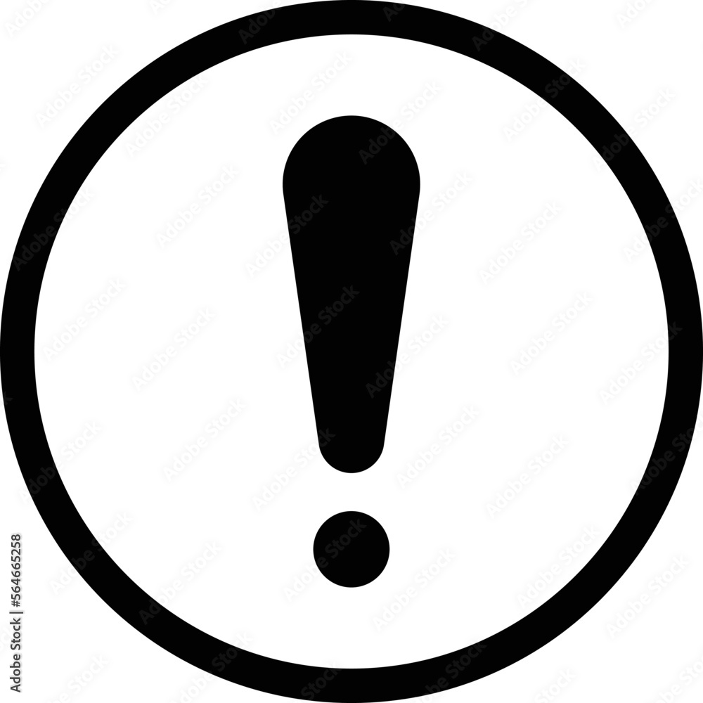 Exclamation mark icon in line circle. Caution symbol. Warning hazard ...