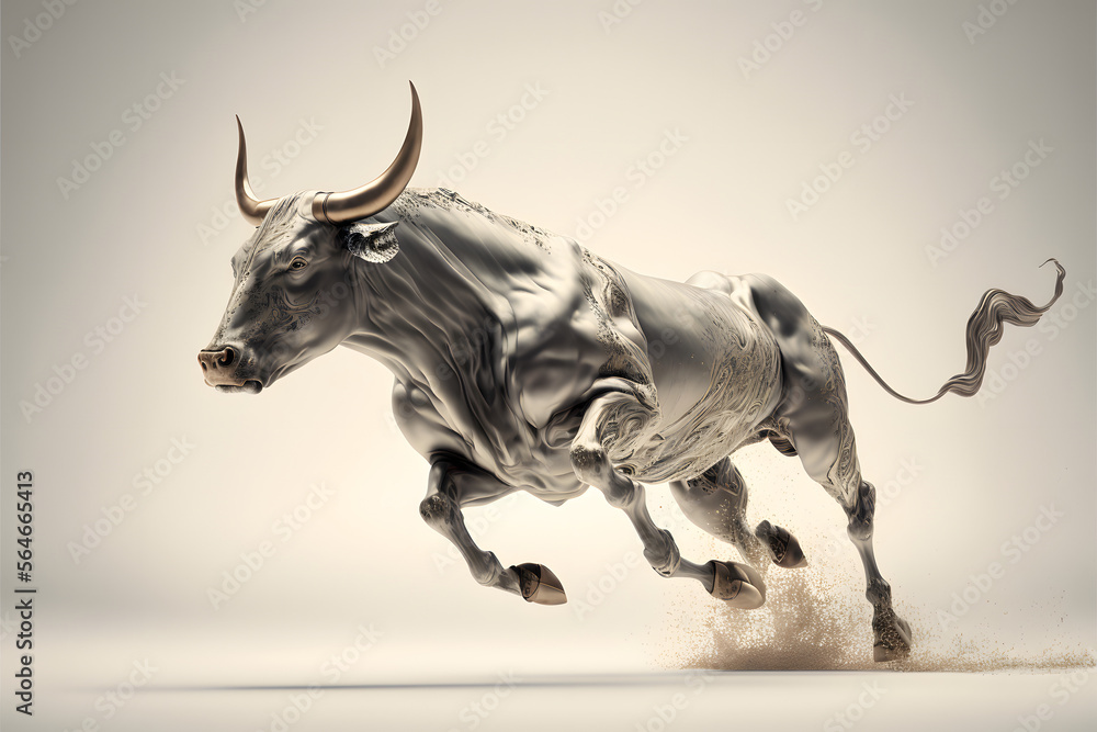 Golden bull illustration: majestic, shining symbol of strength, white ...