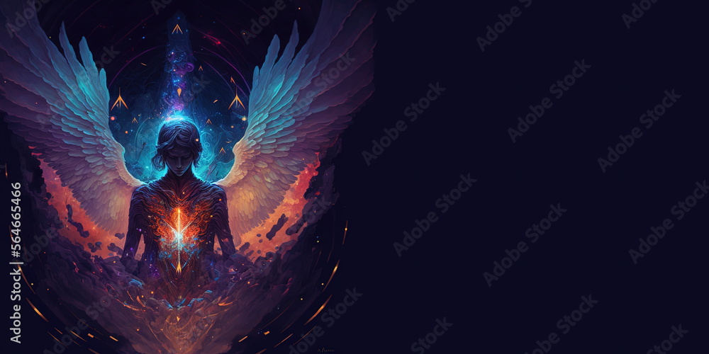 Angel meditating, universal and mystical love of a meditating angel ...