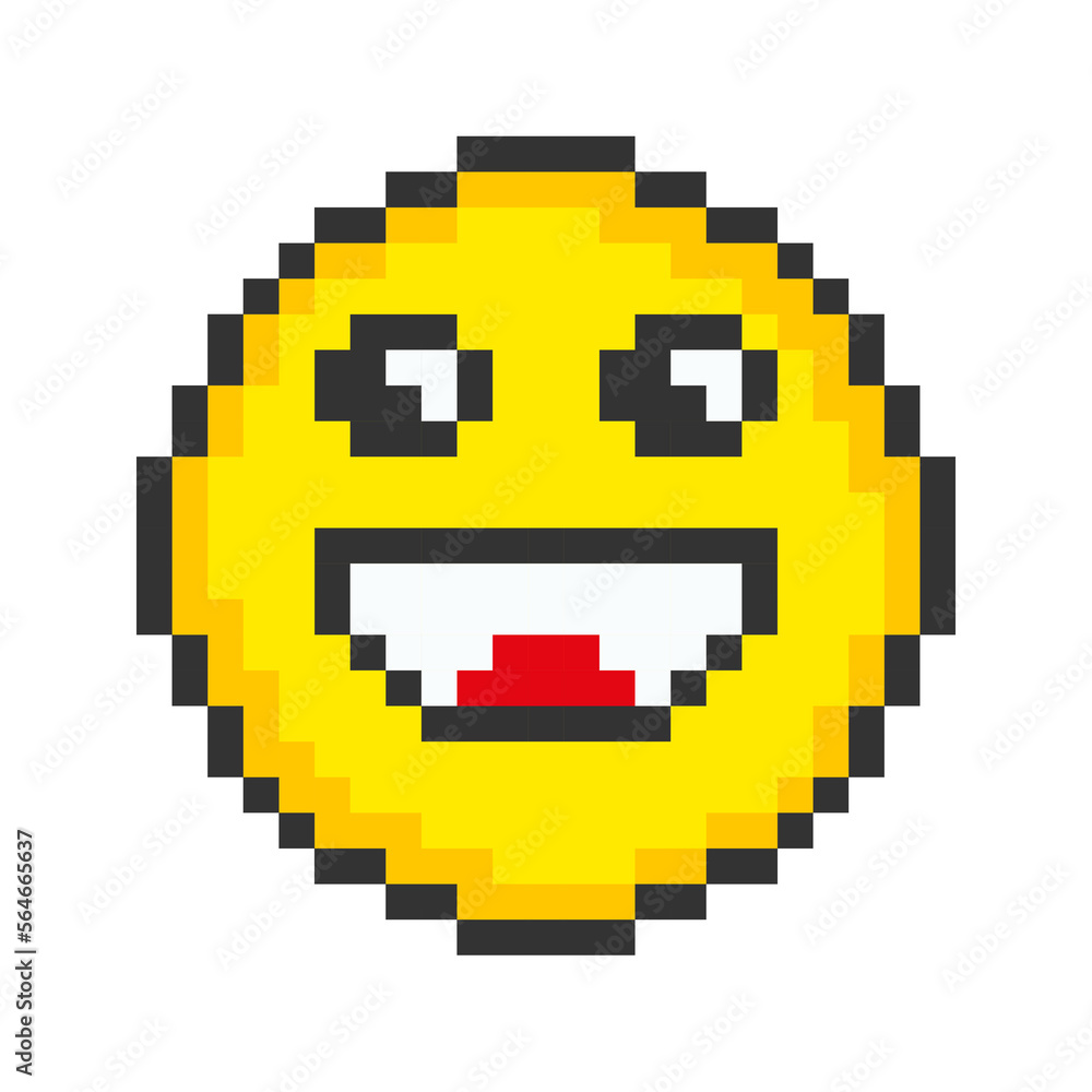 Smiling face icon. Pixel art emoticons. Vector illustration. Stock ...