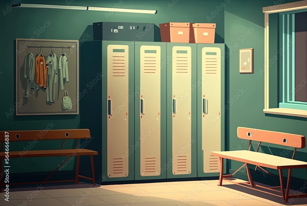indoor classroom with locked lockers and seated students. locker room ... indoor classroom with locked lockers and seated students. locker room ...