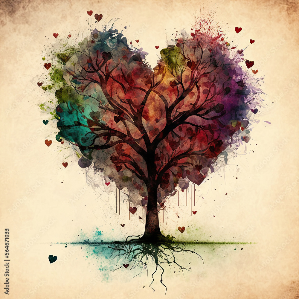 The Tree of love. Heart tree. generative ai. Symbol of love. Heart ...