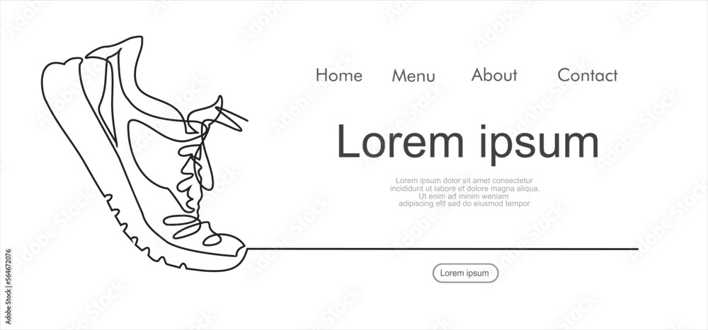 Vector illustration of sneaker. Sports shoes in a line style ...