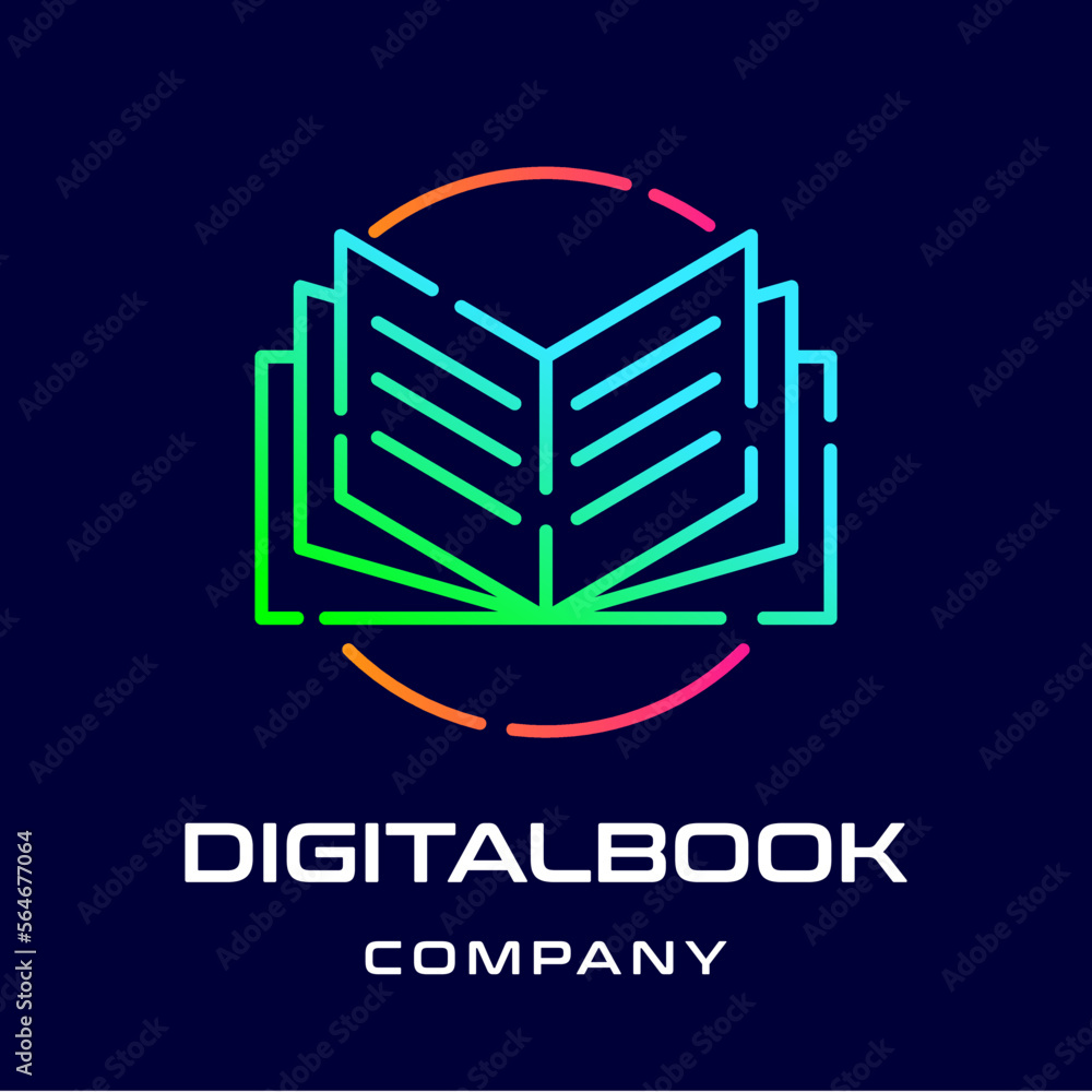 Digital book vector logo. Colorful design with green, blue and red ...