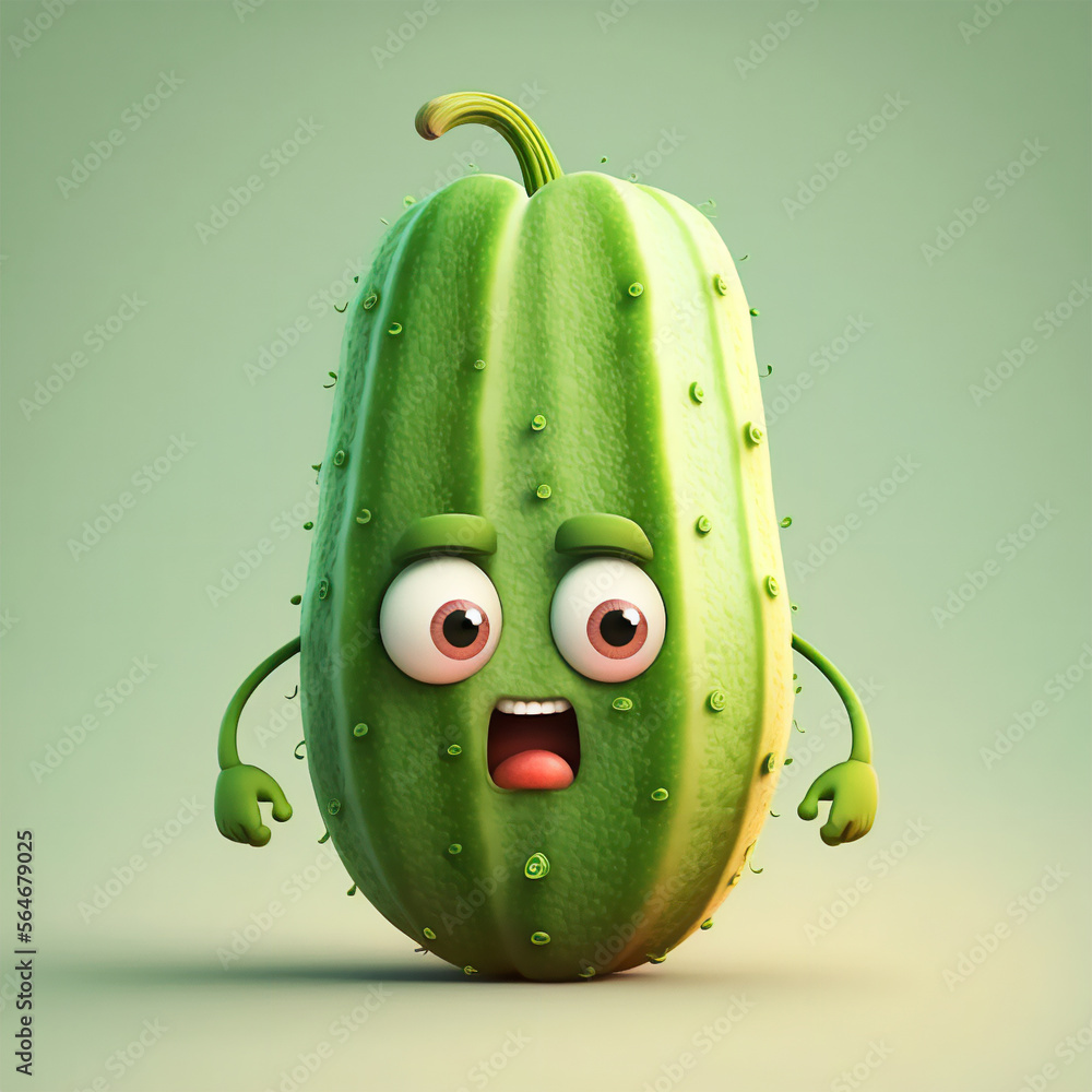 Cartoon cucumber character. generative ai Stock Illustration | Adobe Stock