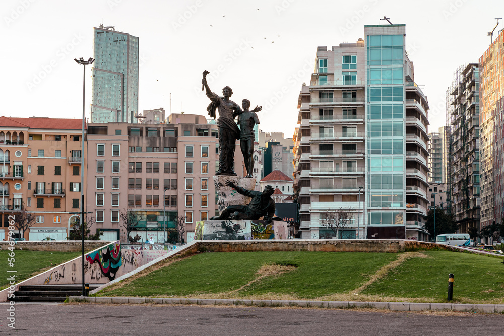 Monument on a Square of Martyrs in Beirut capital city near Al-Amin ...