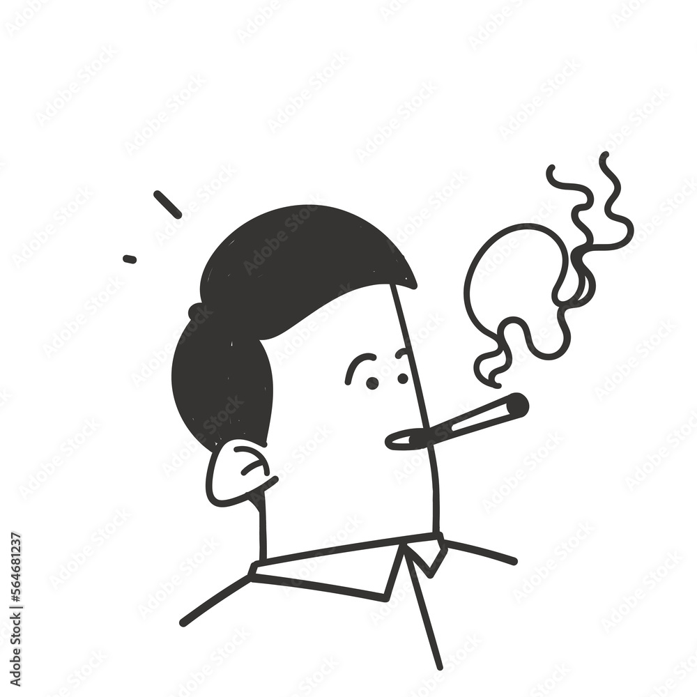 hand drawn doodle a man is smoking a cigarette illustration Stock ...