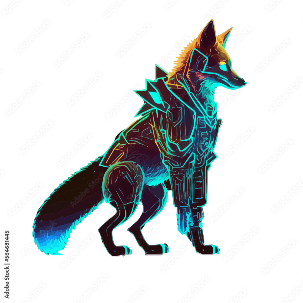 Neon Fox: Bright and Bold Vector Illustration Stock Vector | Adobe Stock