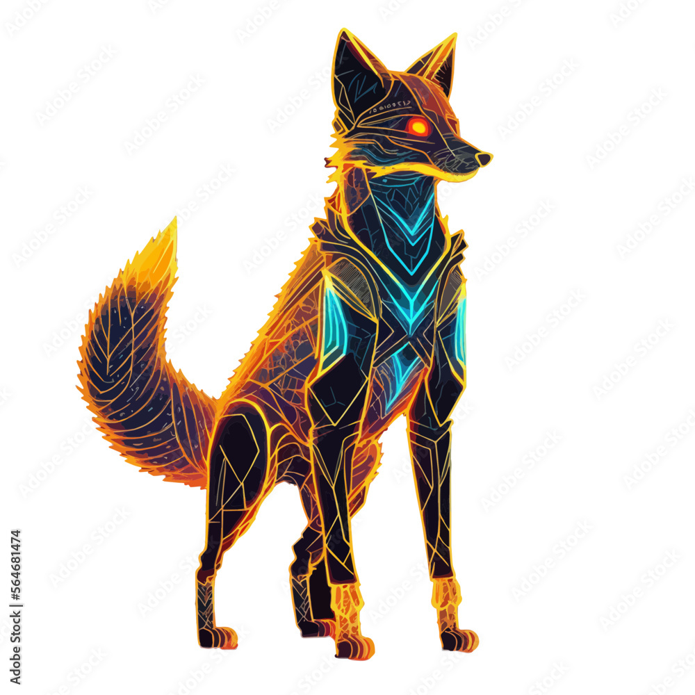 Neon Fox: Bright and Bold Vector Illustration Stock Vector | Adobe Stock