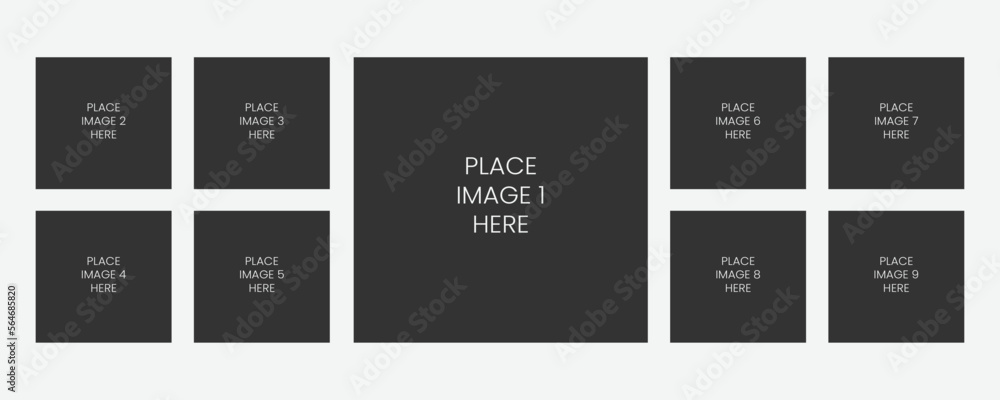 9 slide frames photo collage for preview social media post Stock Vector ...