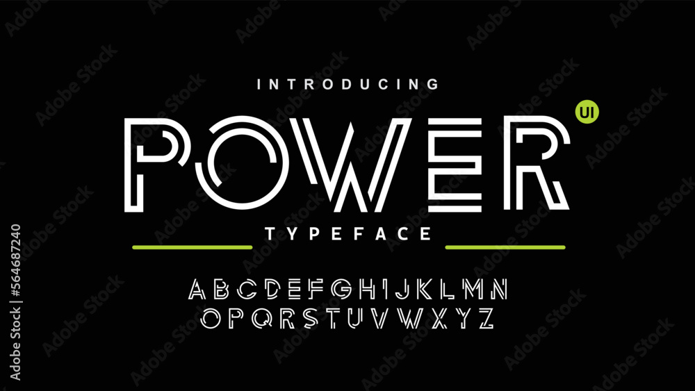 Futuristic display font design, alphabet, character set, typography ...