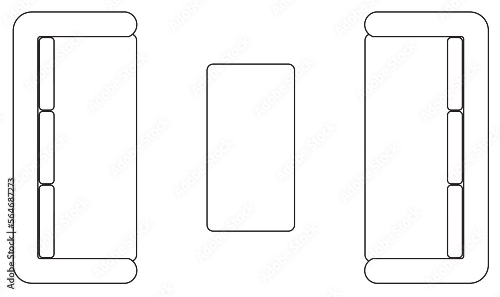 Fototapeta 2D graphic drawing of the top view layout of the sofa set ... Fototapeta 2D graphic drawing of the top view layout of the sofa set ...