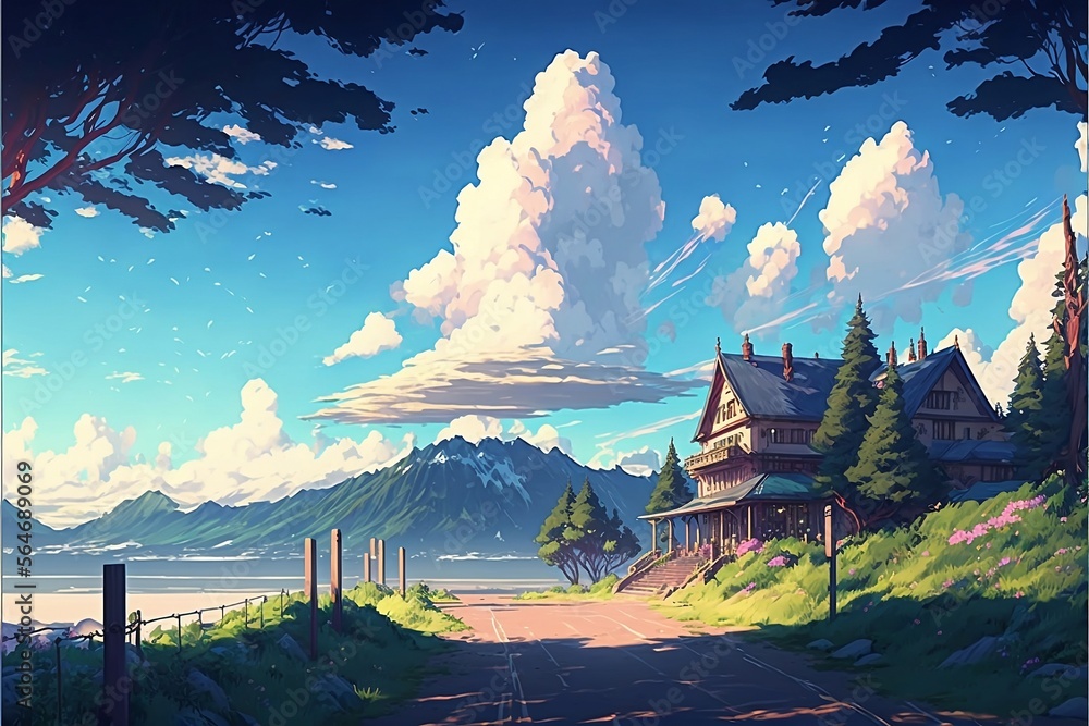 AI-Generated: Anime-Styled Environment for Backgrounds Stock ...