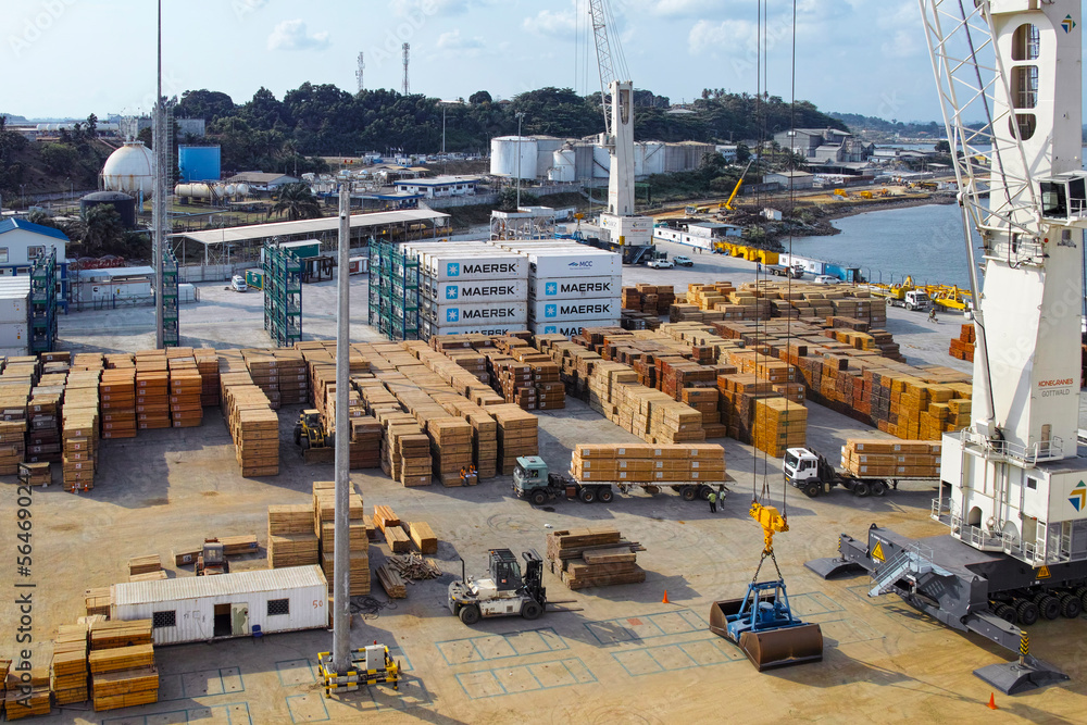 LIBREVILLE, GABON - JANUARY 1, 2012: Port of Libreville, Gabon. Port of ...