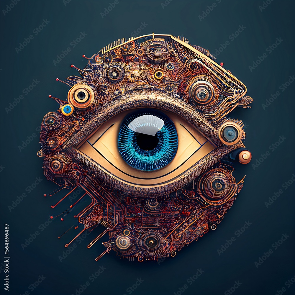 Robotic eye circuit board with microchips Stock Illustration | Adobe Stock