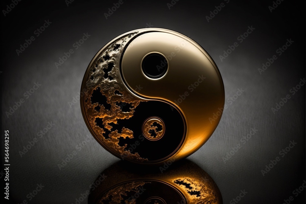 Ein Symbol Zeichen von Ying und Yang steht für Frieden und Ausgleich, ai generativ Stock ...