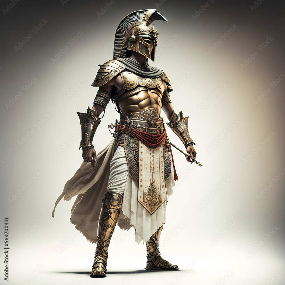 Strong Spartan warrior with his armor. Generative AI Stock Illustration ...