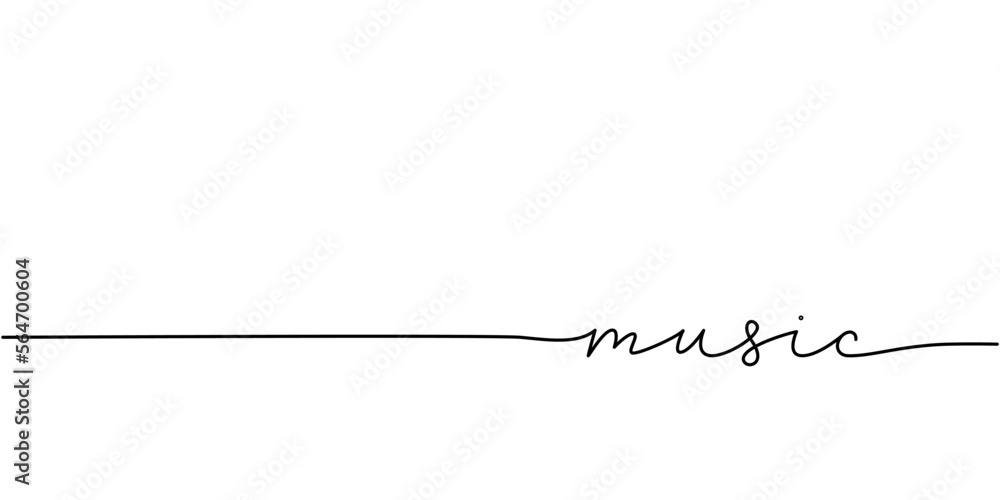 Music word - continuous one line with word. Minimalistic drawing of ...