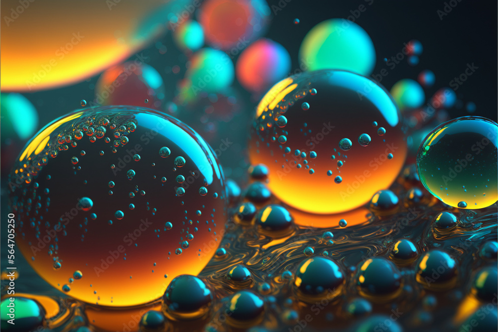 Texture of crystallized and translucent bubbles with neon lights ...