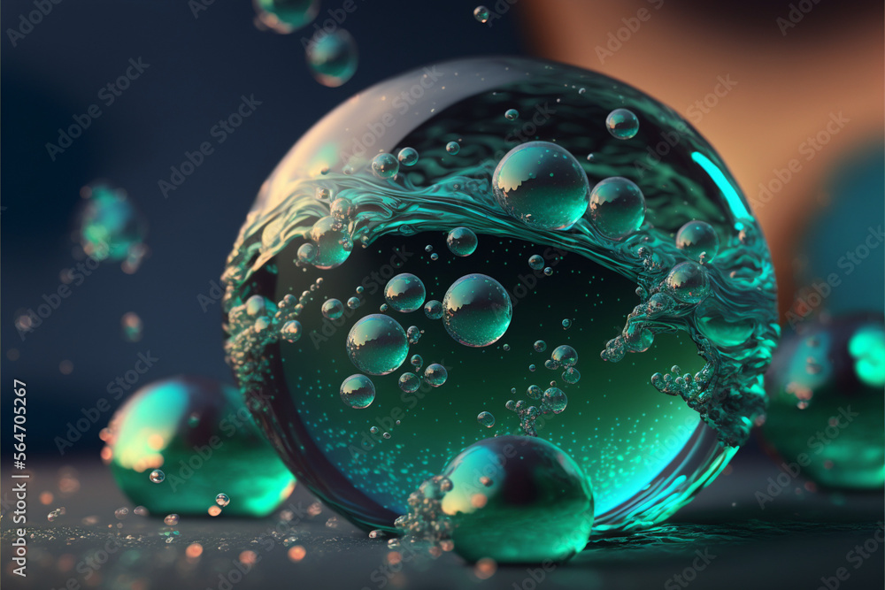 Texture of crystallized and translucent bubbles with neon lights ...