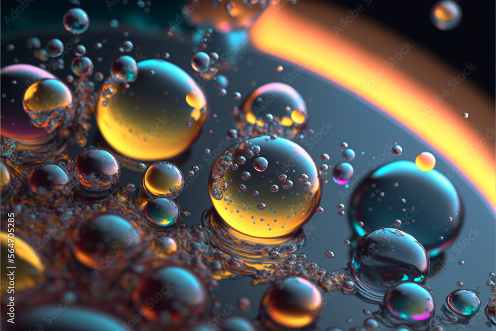 Texture of crystallized and translucent bubbles with neon lights ...