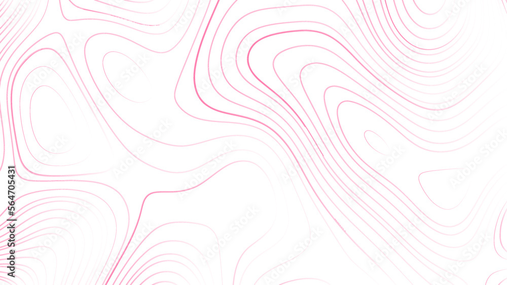 Abstract pink topographic map, vector background with height lines ...