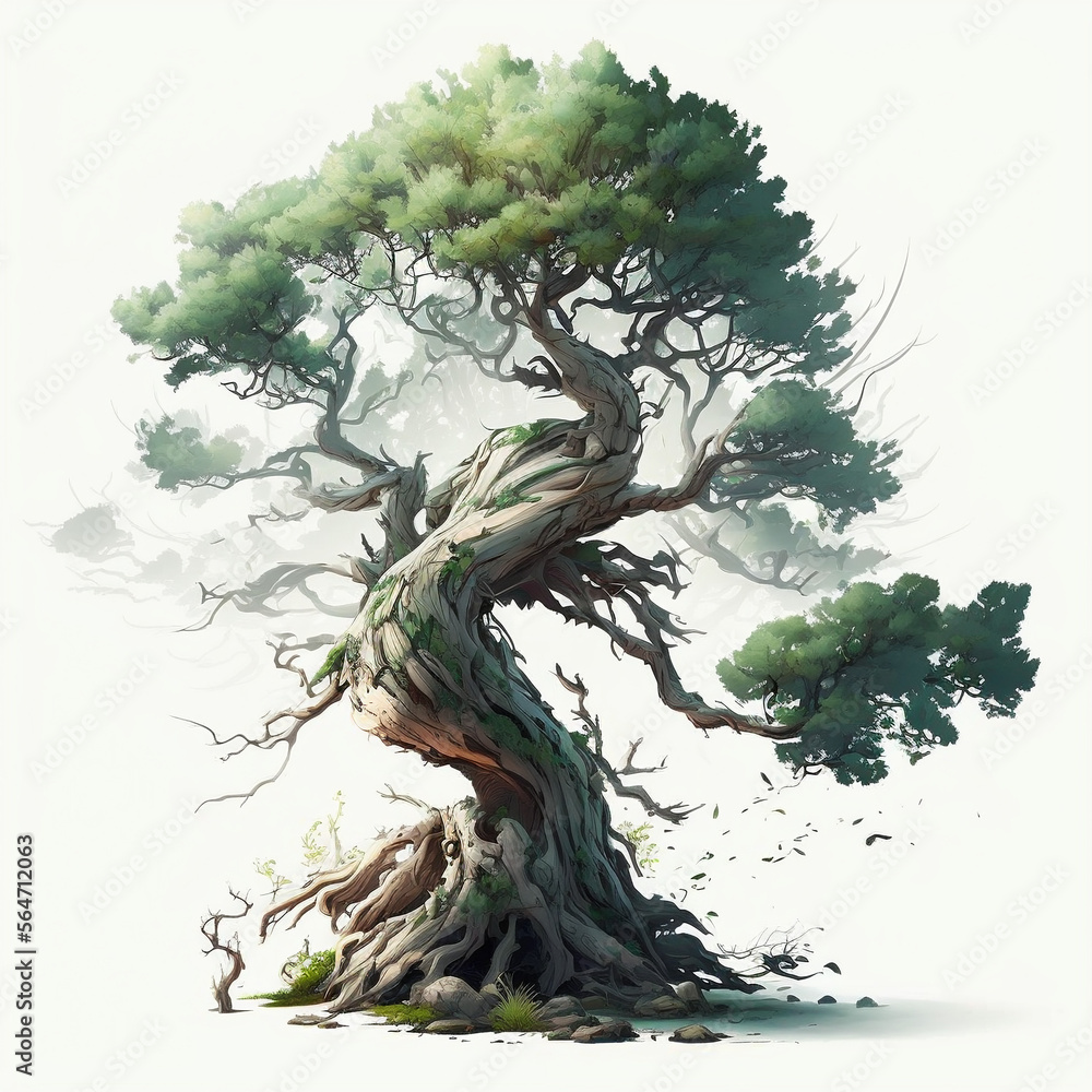AI-Generated: Tree on White Background for 2D Scenes Stock Illustration ...