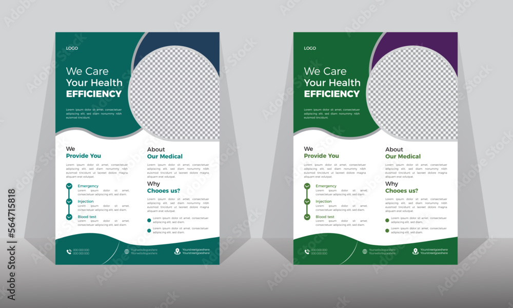 vector template in A4 size, Medical Flyer Template, Medical Healthy ...