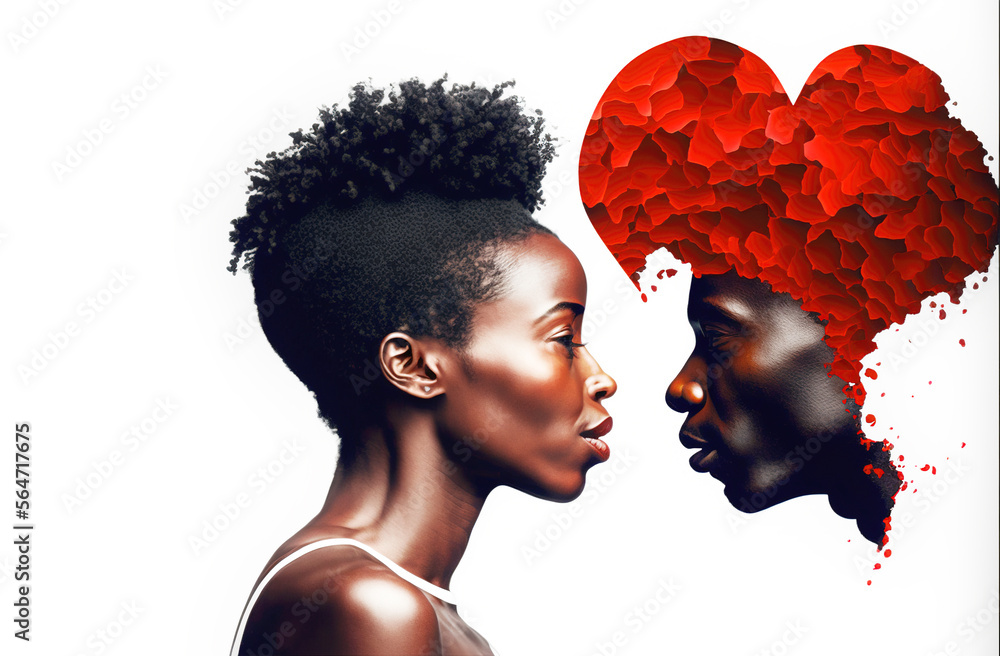 Generative AI illustration of couple spitting out red hearts Stock ...