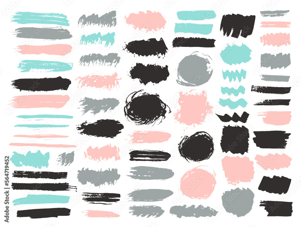 Vetor do Stock: Ink rough brushstroke vector group. Hand drawn inkblot ...