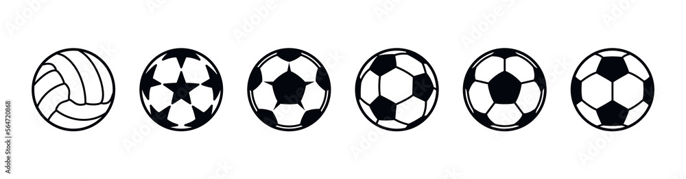 Vector soccer ball icons isolated on white background. Soccer ball ...