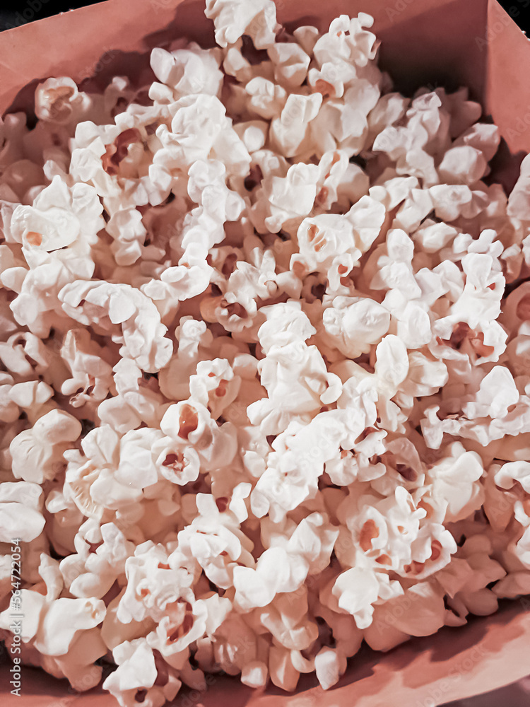 Cinema and entertainment, popcorn box in the movie theatre for tv show ...