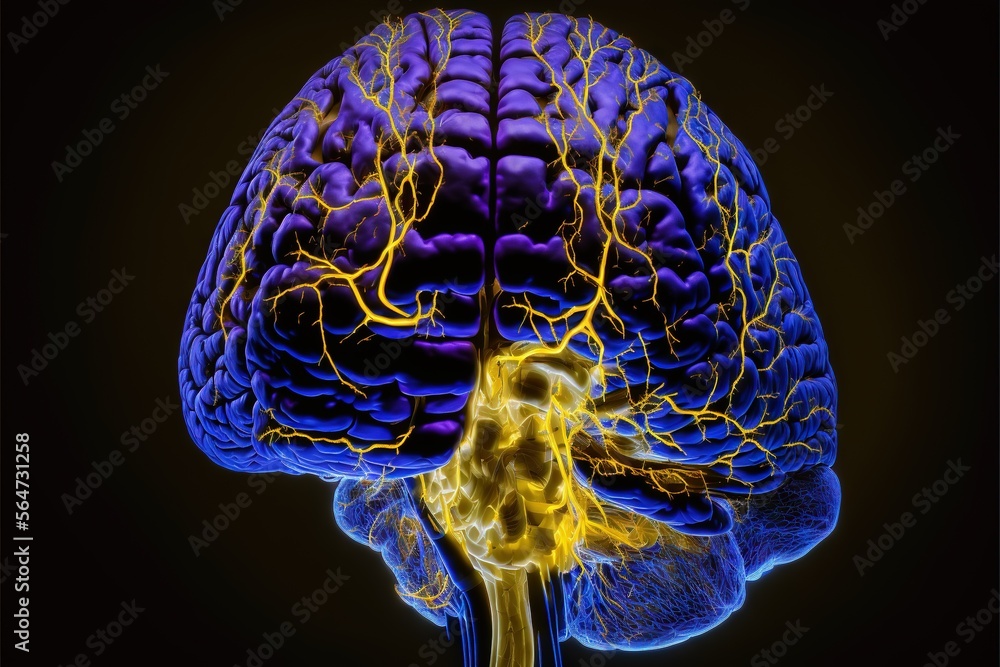 a computer image of a human brain with a lot of electrical activity ...