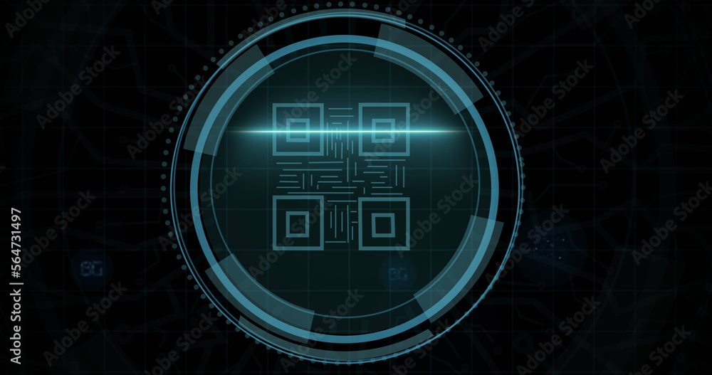 Composition of qr code and scope scanning on black background Stock ...
